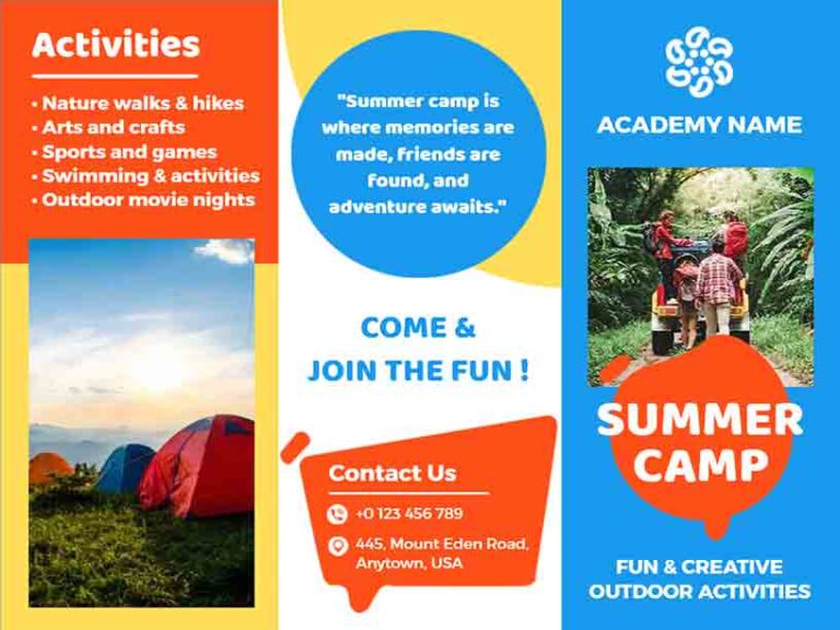 Summer Camp Brochure Templates - Free | Edit | Download