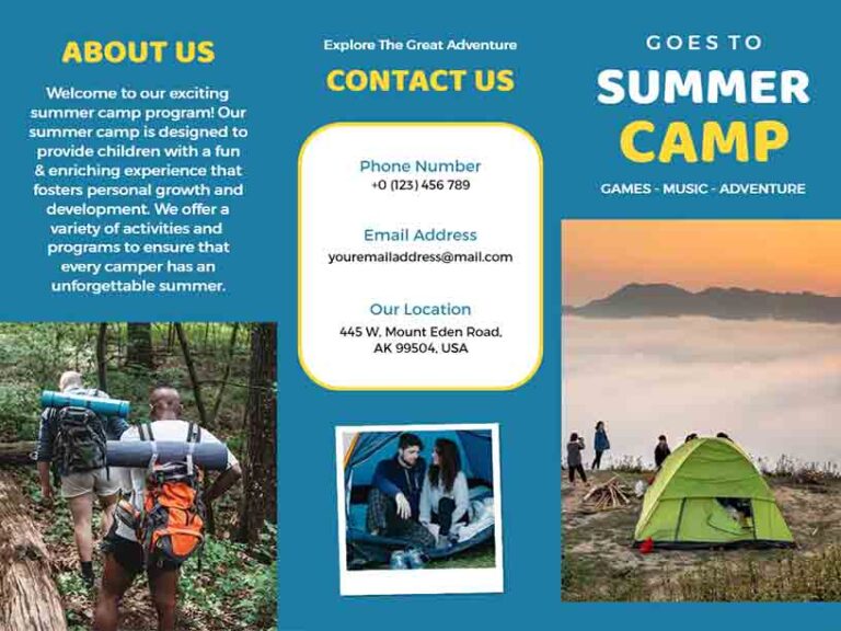 Summer Camp Brochure Templates - Free | Edit | Download